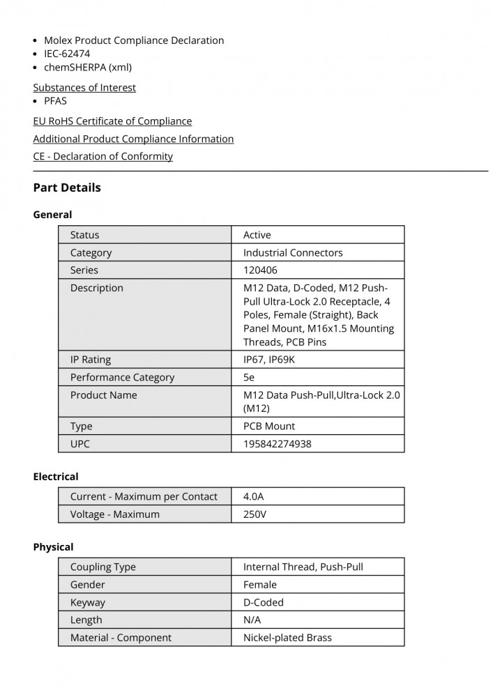 Molex product specification document page 2