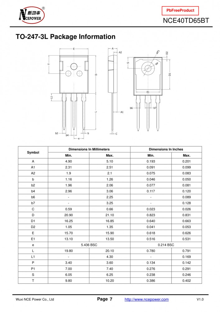 NCE40TD65BT datasheet page 7