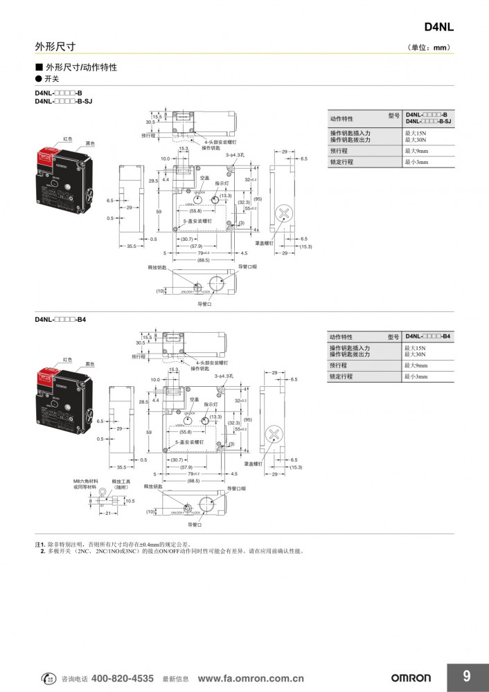 OMRON D4NL datasheet page 9