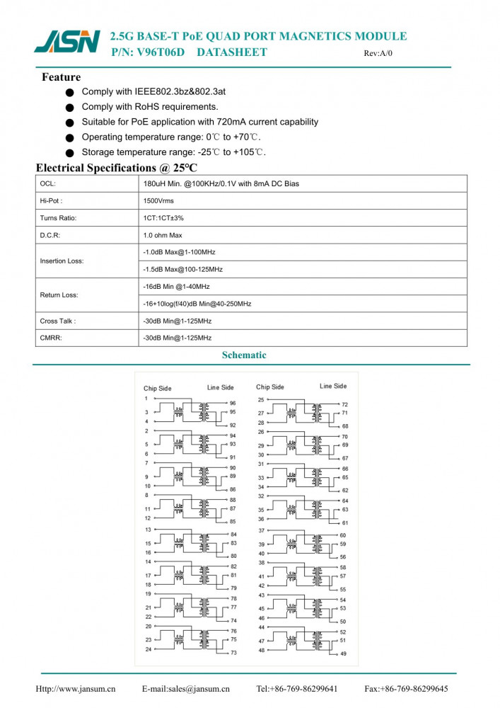 V96T06D electrical specification and schematic document