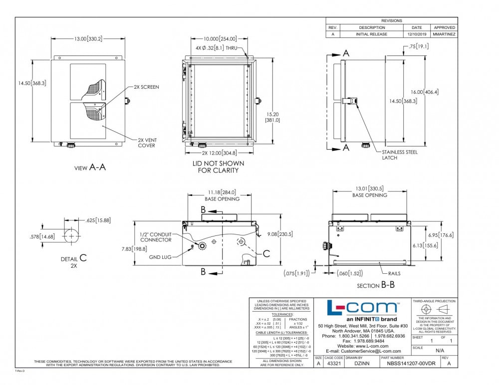 L-com NBSS141207-00VDR engineering drawing