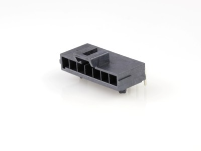 Ultra-Fit Right-Angle Header with Solder Nail, 3.50mm Pitch, Dual Row, 10 Circuits, 0.38µm Gold (Au) Plating, Black, Glow-Wire Capable, Tray