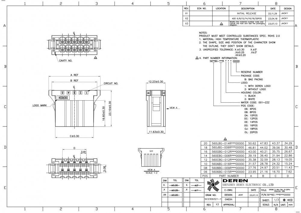 DEREN connector drawing page 1