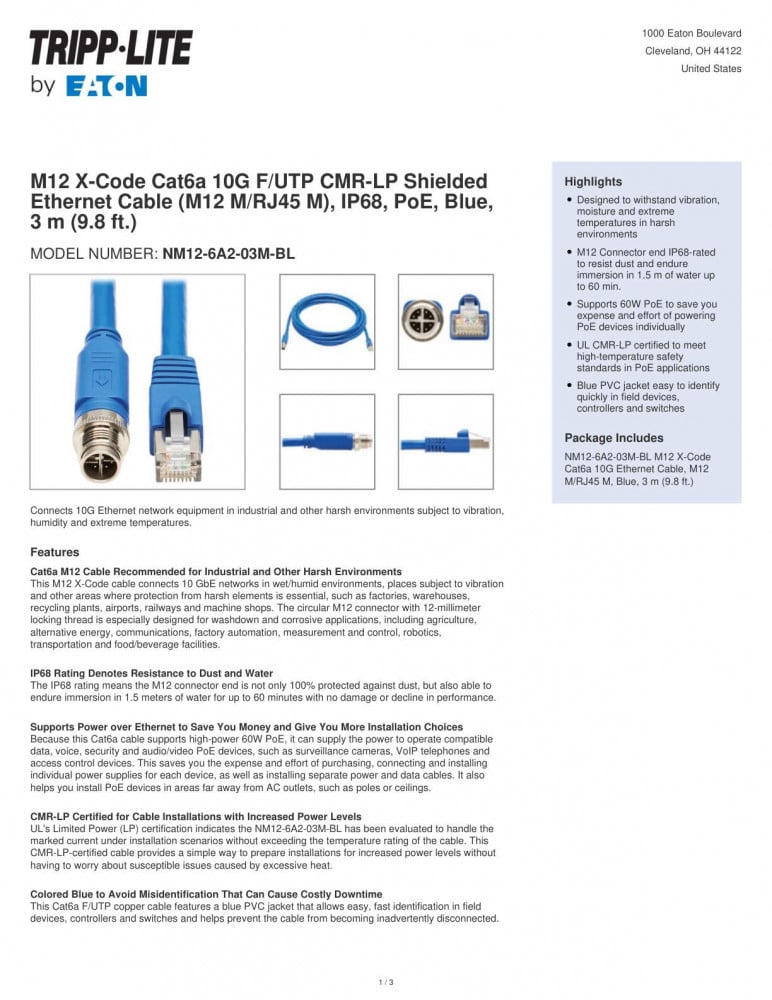 NM12-6A2-03M-BL technical document page 1
