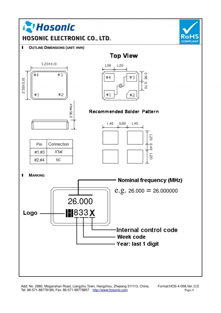 HOSONIC E3FB26E004203E datasheet page 4
