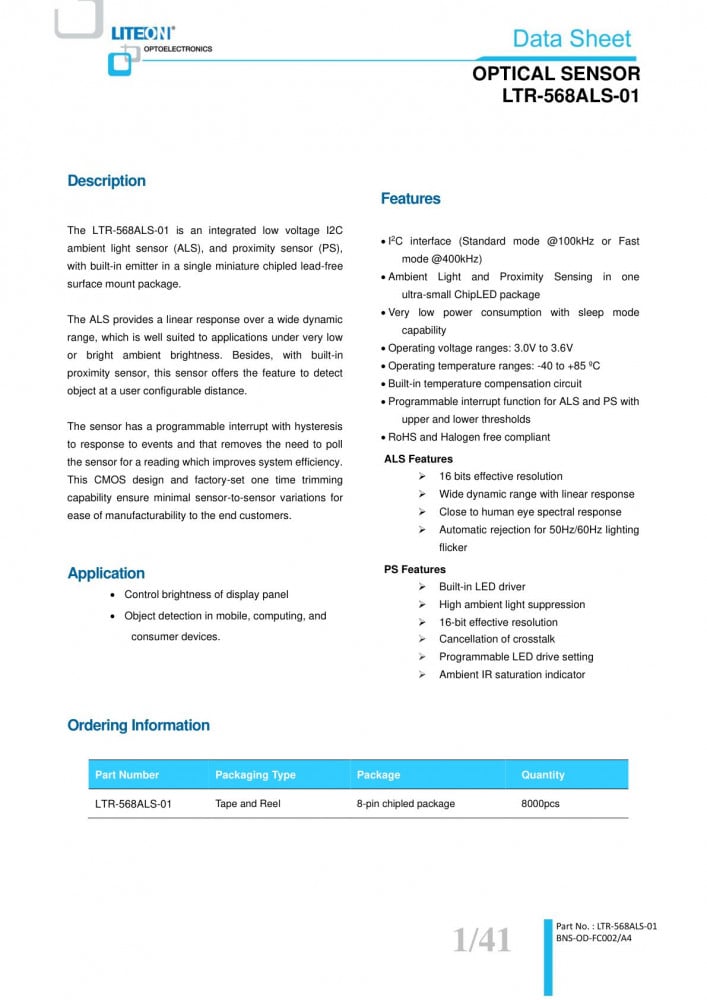 LTR-568ALS-01 datasheet page 2