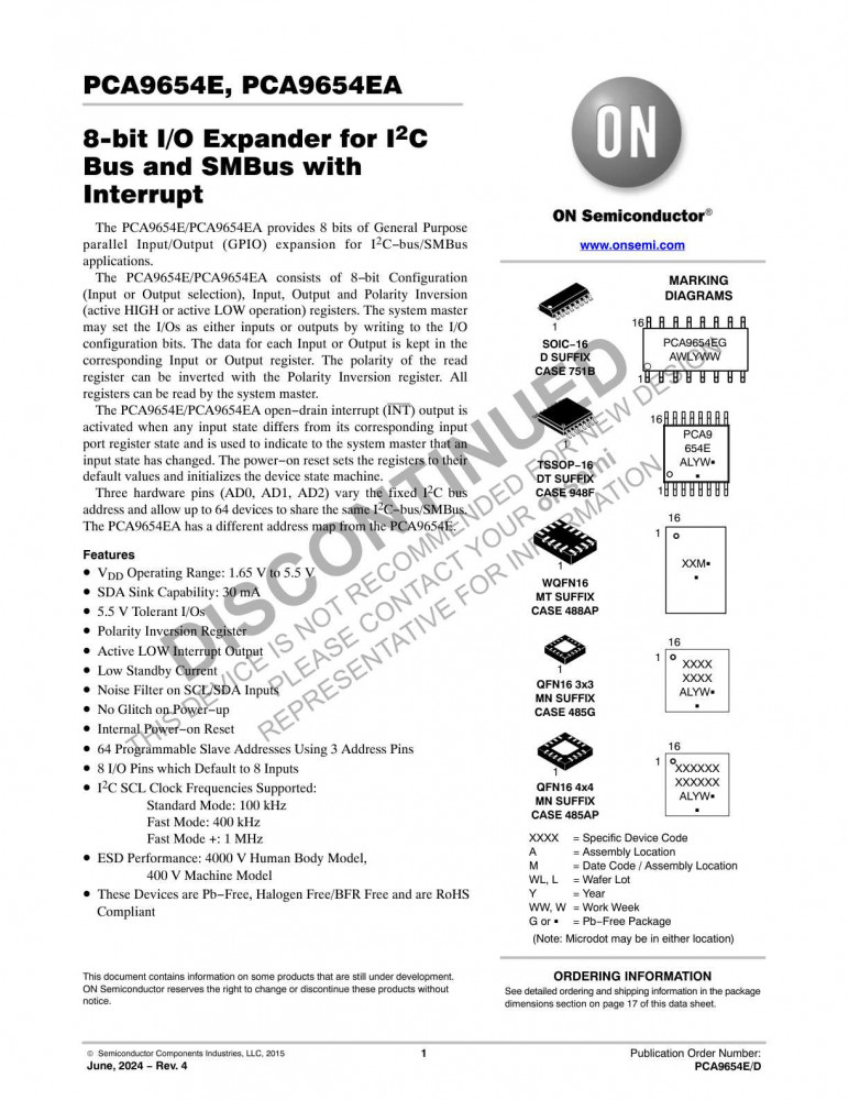 PCA9654E datasheet preview, page 1