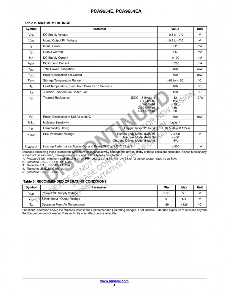 PCA9654E datasheet preview, page 4