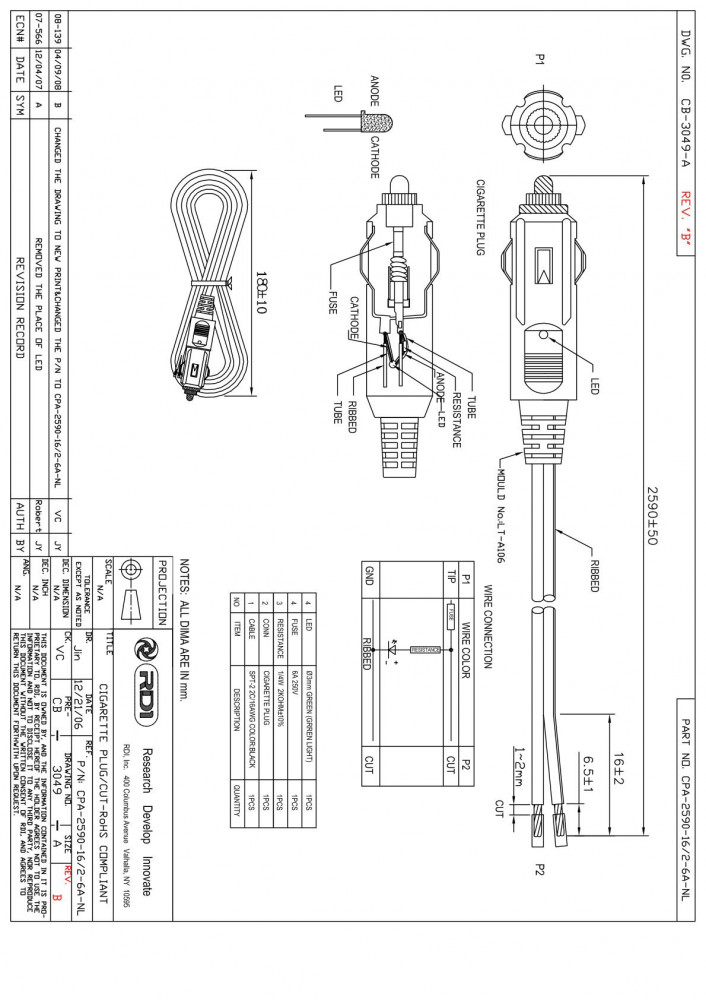 CPA-2590-16/2-6 product drawing and component information
