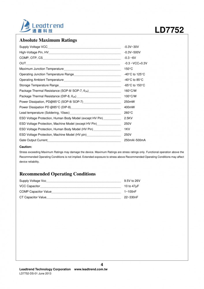 LD7752 datasheet page 4