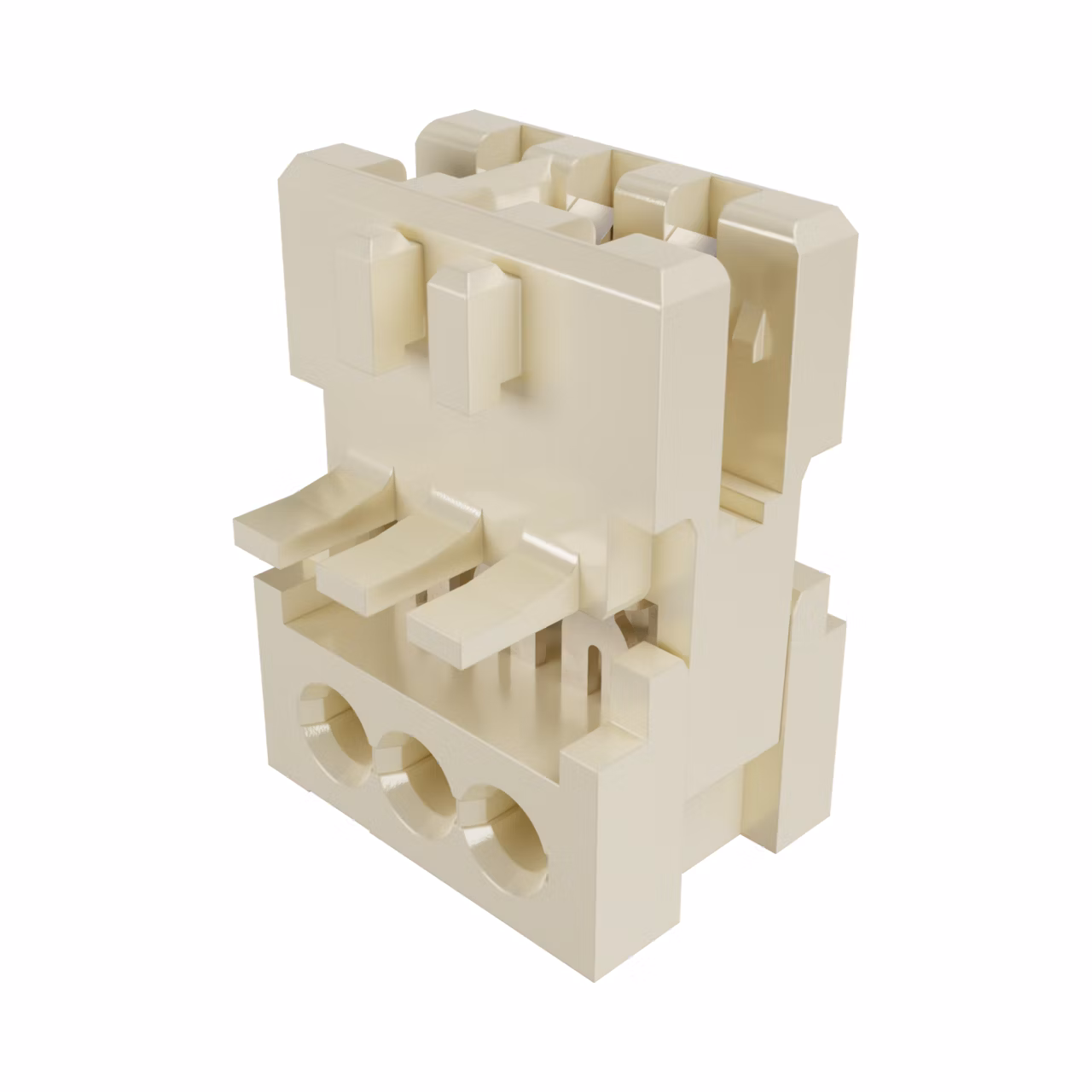 Appli-Mate RAST 2.5 Connector, 2.50mm Pitch, Female, 3 Circuits, Positions A and D Removed, Polarizing Rib Between 1/2, Locking Pips, Open Endwalls, Tin Plating for sale