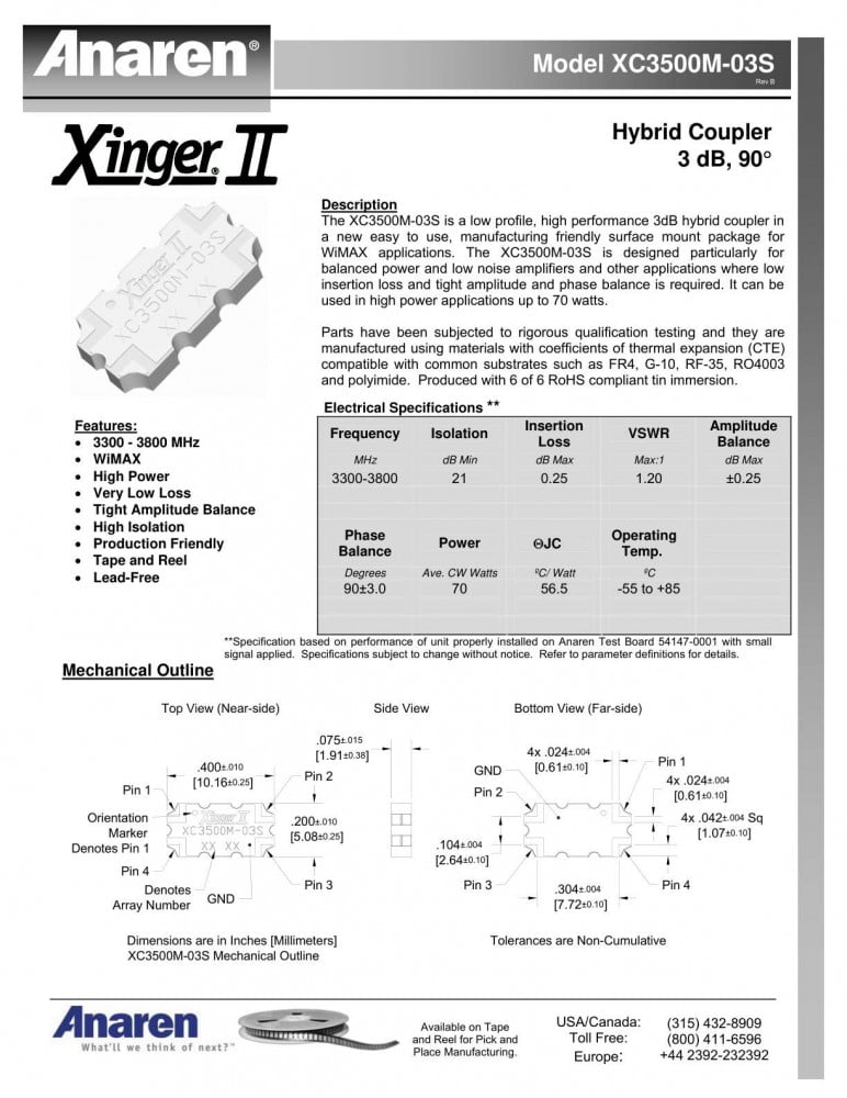 XC3500M-03S datasheet page 1