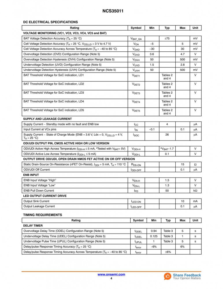 NCS35011 datasheet page 4