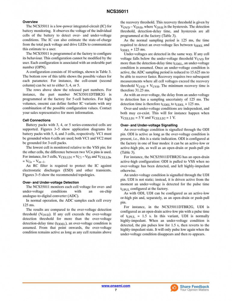NCS35011 datasheet page 7