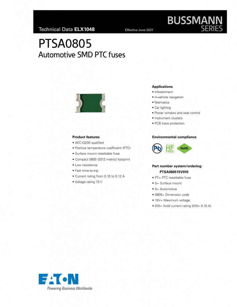 PTSA0805 datasheet page 1