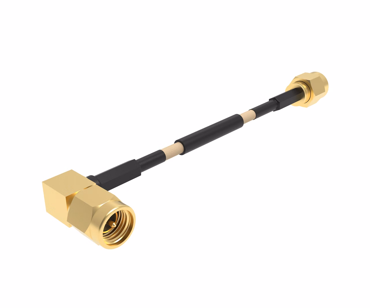 SMA Straight Bulkhead Jack to SMA Right-Angle Plug on RG-316 Double Shielded Cable, 457.20mm Length, 50 Ohms