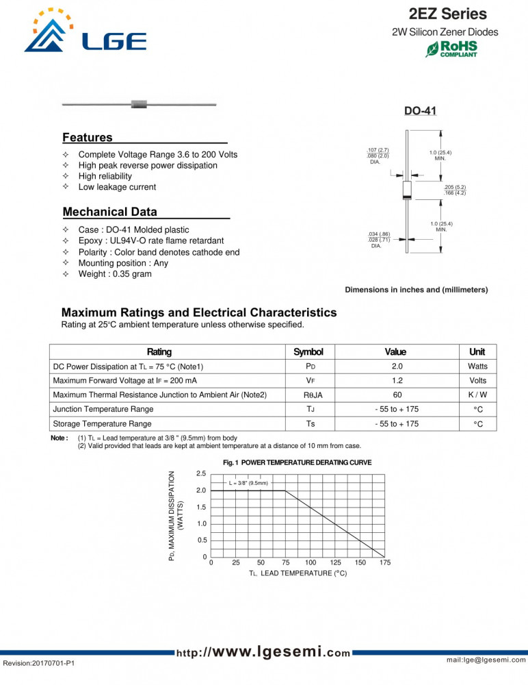 LGE 2EZ43D5 datasheet page 1