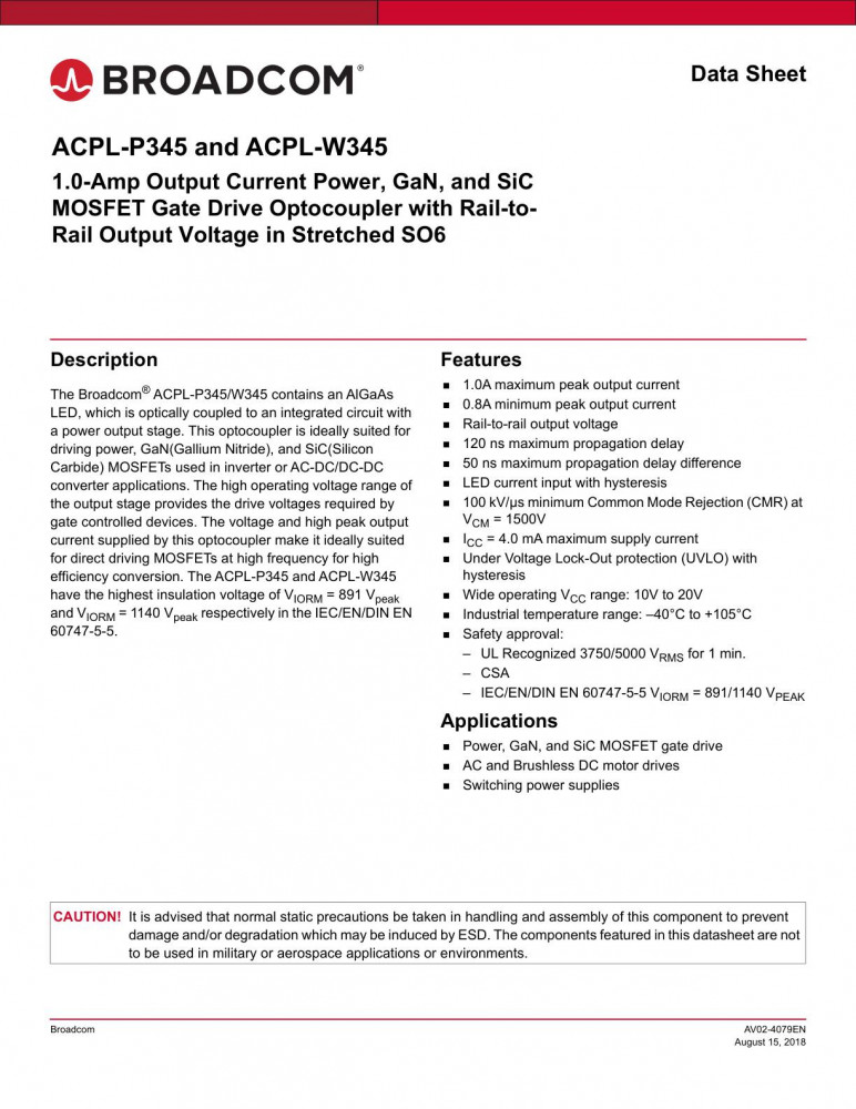 ACPL-W345-060E datasheet page 1