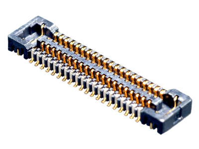 SlimStack Board-to-Board Receptacle, 0.40mm Pitch, Surface Mount, Dual Row, Vertical, 1.00mm Stacking Height, with Solder Tabs, 40 Circuits