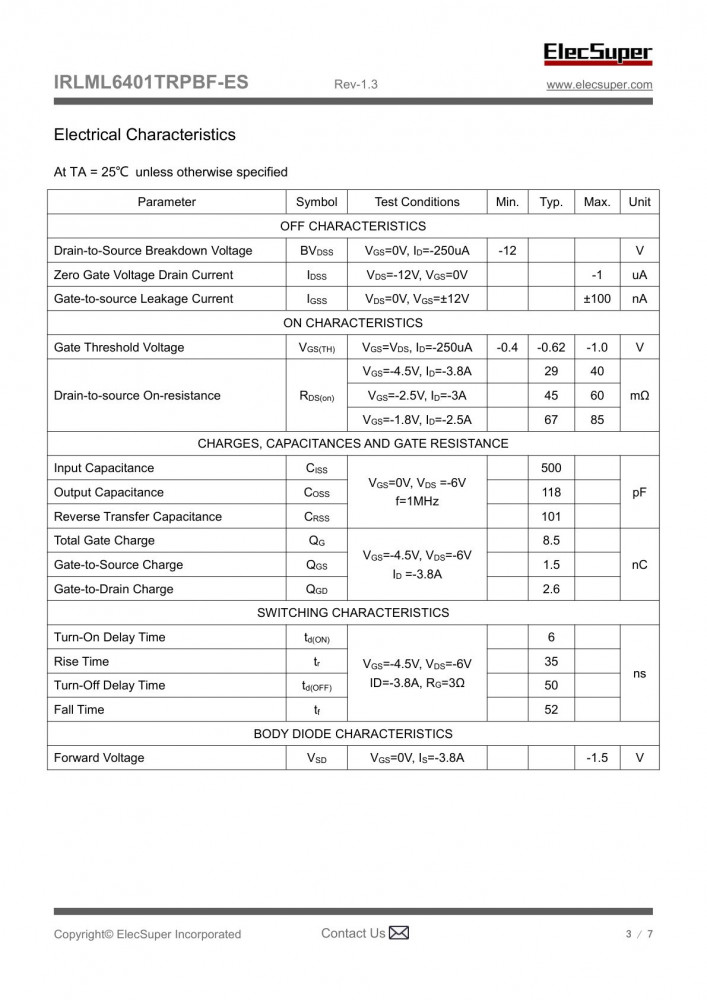 IRLML6401TRPBF-ES datasheet page 3
