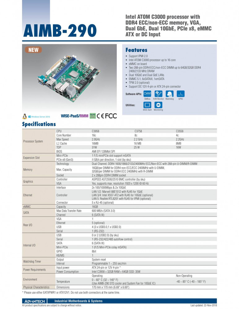 AIMB-290G4-S1A1E technical datasheet page 1