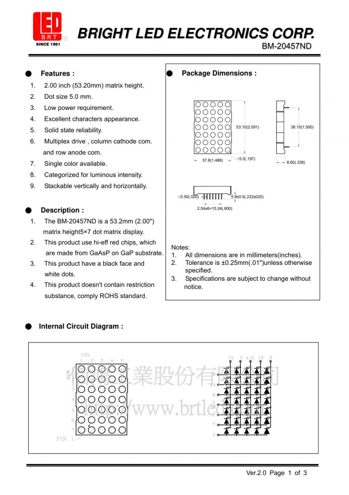 BM-20457ND product documentation page 1