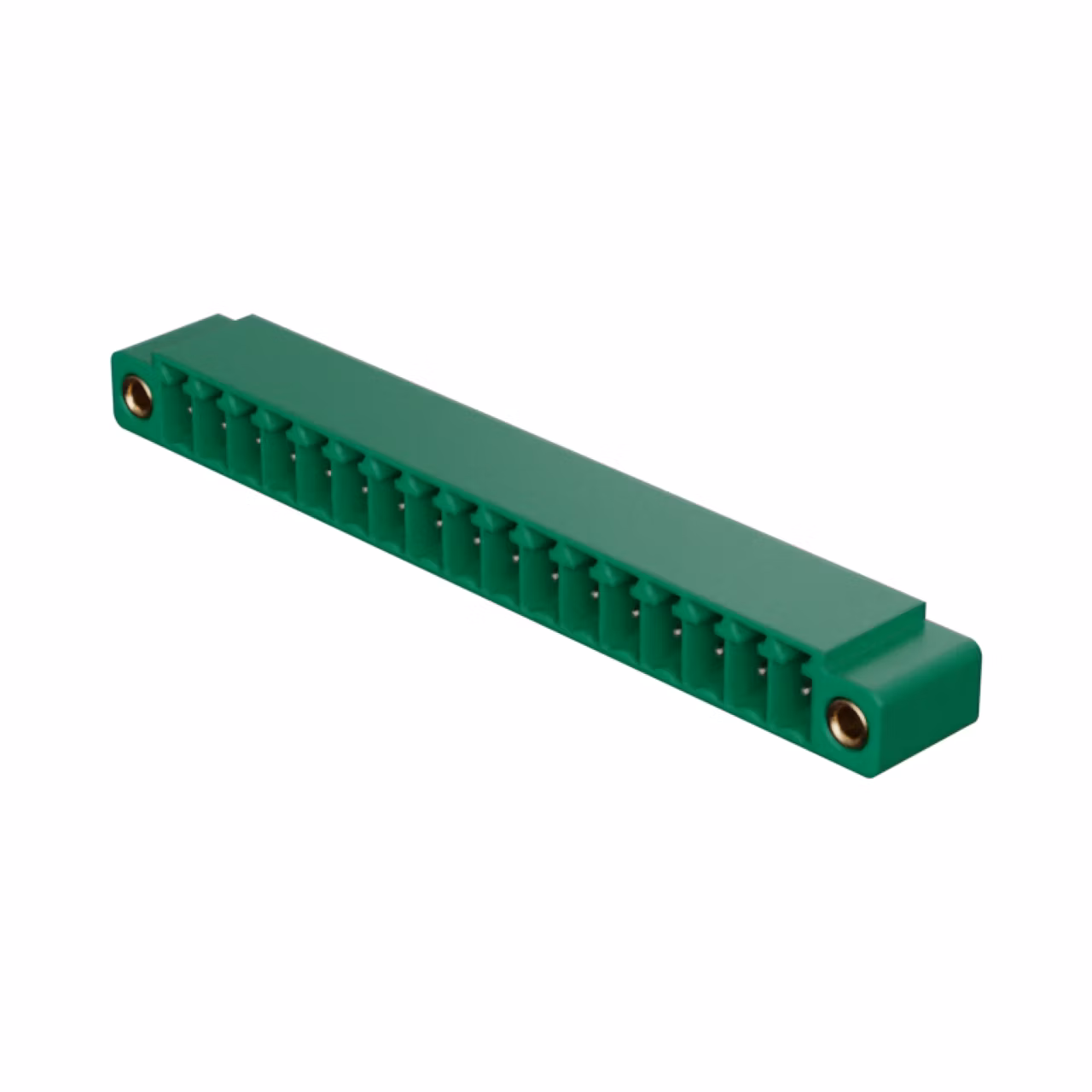 3.50mm Pitch Eurostyle Right-Angle PCB Header, with Threaded Retention Inserts, Green Housing, 17 Circuits for sale