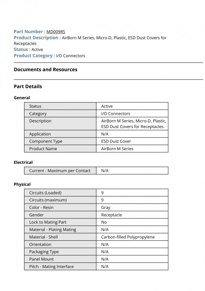 MD009RS technical document image, page 1