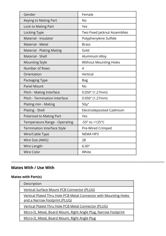 Technical document page 2 for the product