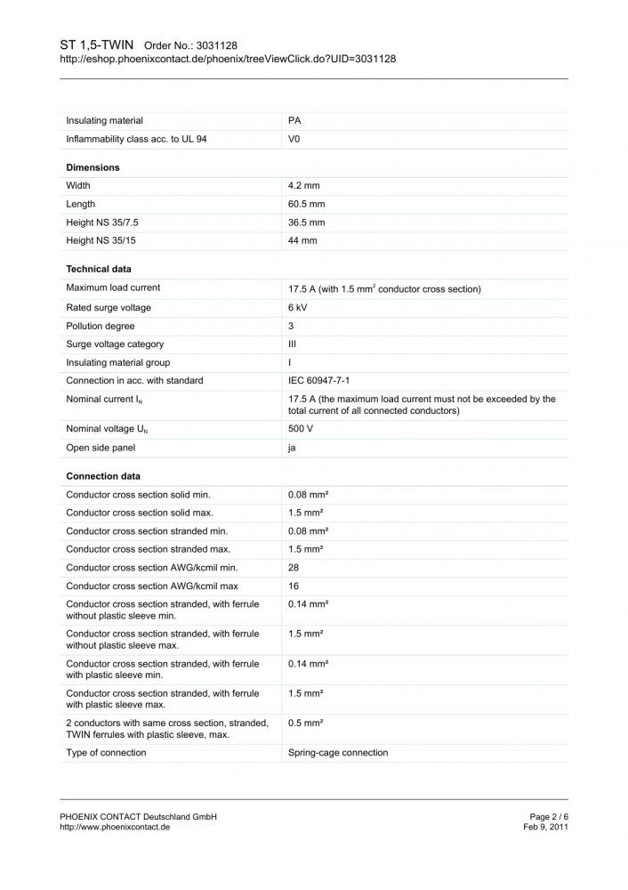 ST 1,5-TWIN technical document page 2