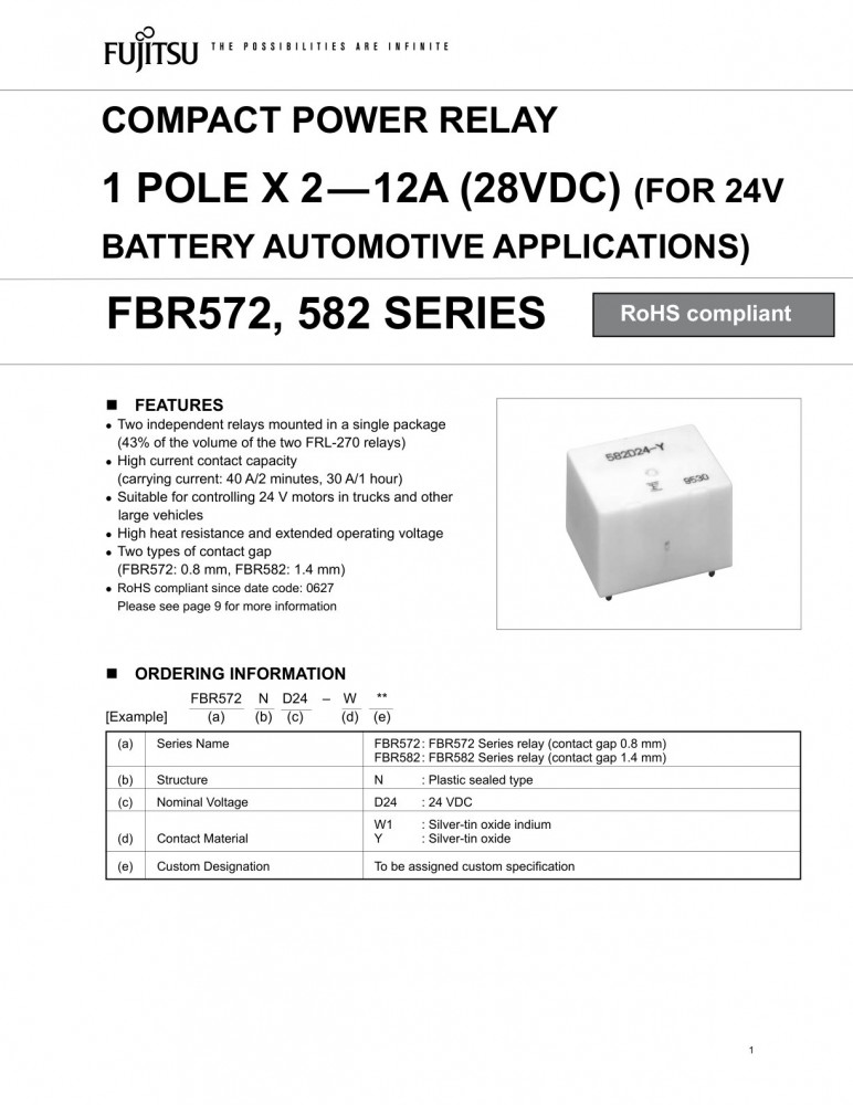 Fujitsu FBR572 series datasheet page 1