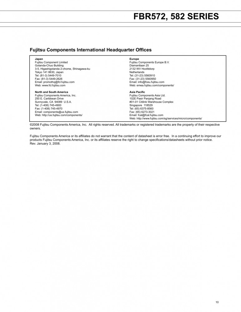Fujitsu FBR572 series datasheet page 10