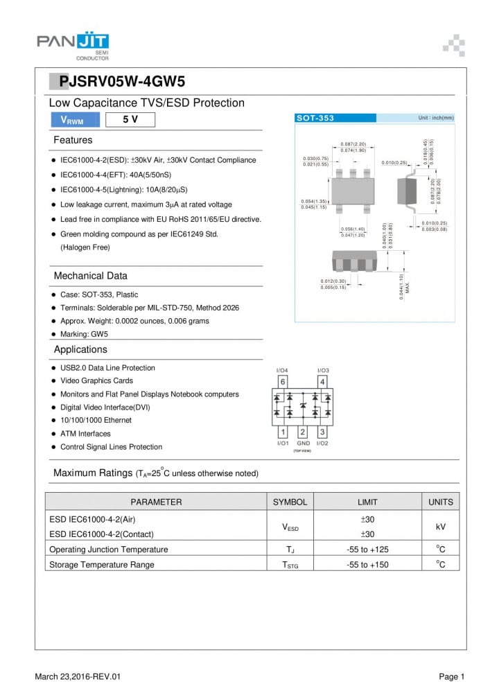 PJSRV05W-4GW5 datasheet page 1
