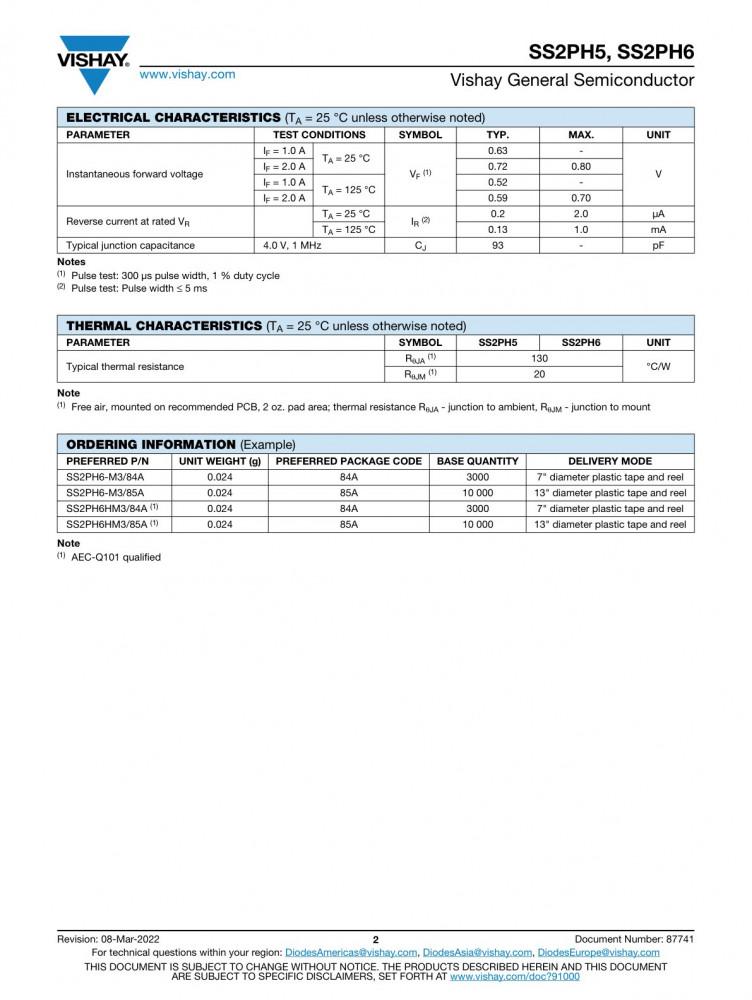 Vishay SS2PH datasheet page 2