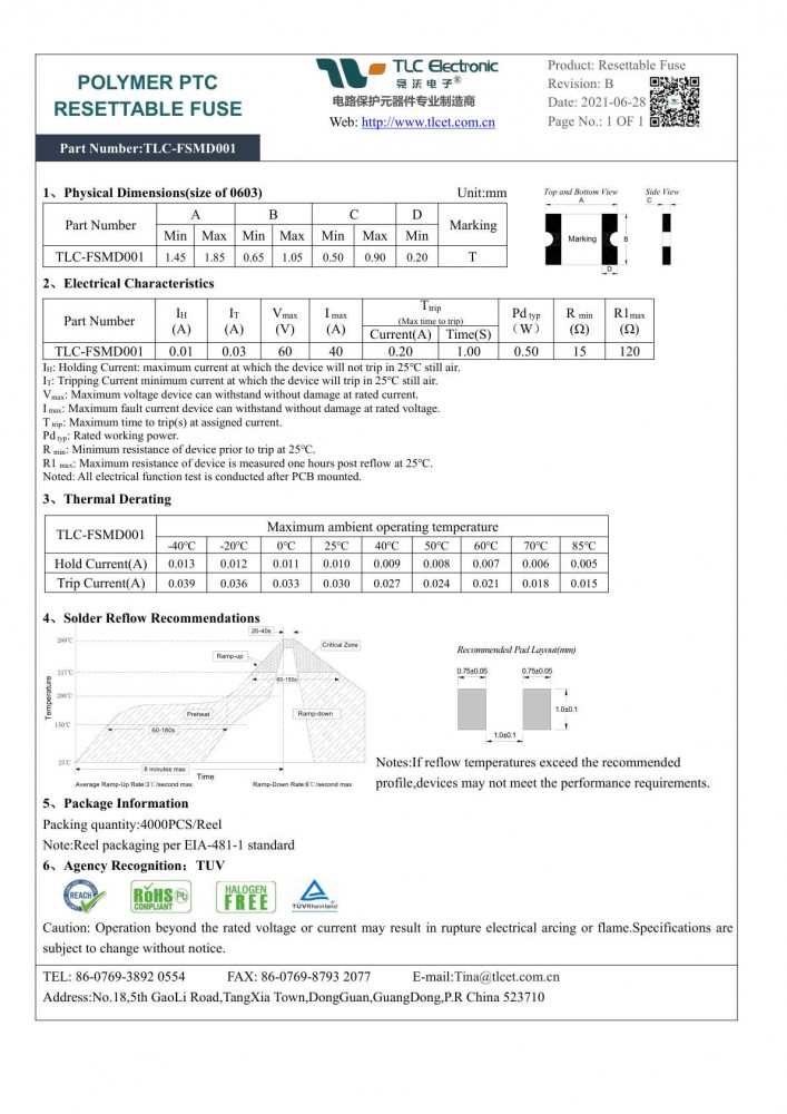 TLC-FSMD001 official datasheet page
