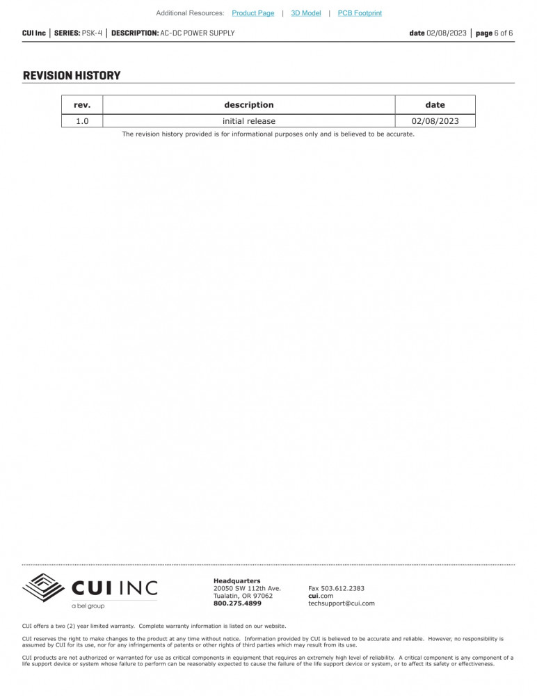 CUI PSK-4-24 datasheet page 6