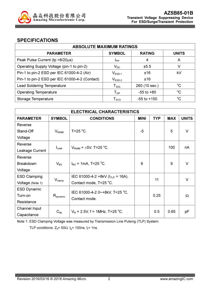 AZ5B85-01B datasheet page 2