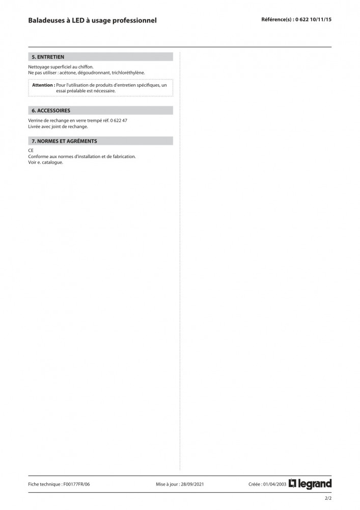 Legrand professional LED hand lamp technical document, page 2