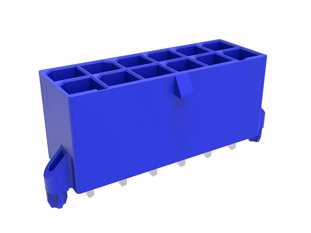 Mega-Fit ColorLock Vertical Header with Crush Pegs, 5.70mm Pitch, Through Hole, Dual Row, 4 Circuits, Matte Tin (Sn) Plating, 3.73mm Tail Length, Glow-Wire Capable, Tray, Natural