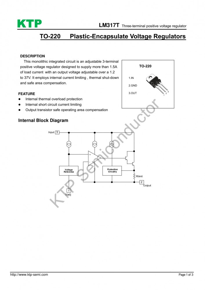 LM317T datasheet page 1