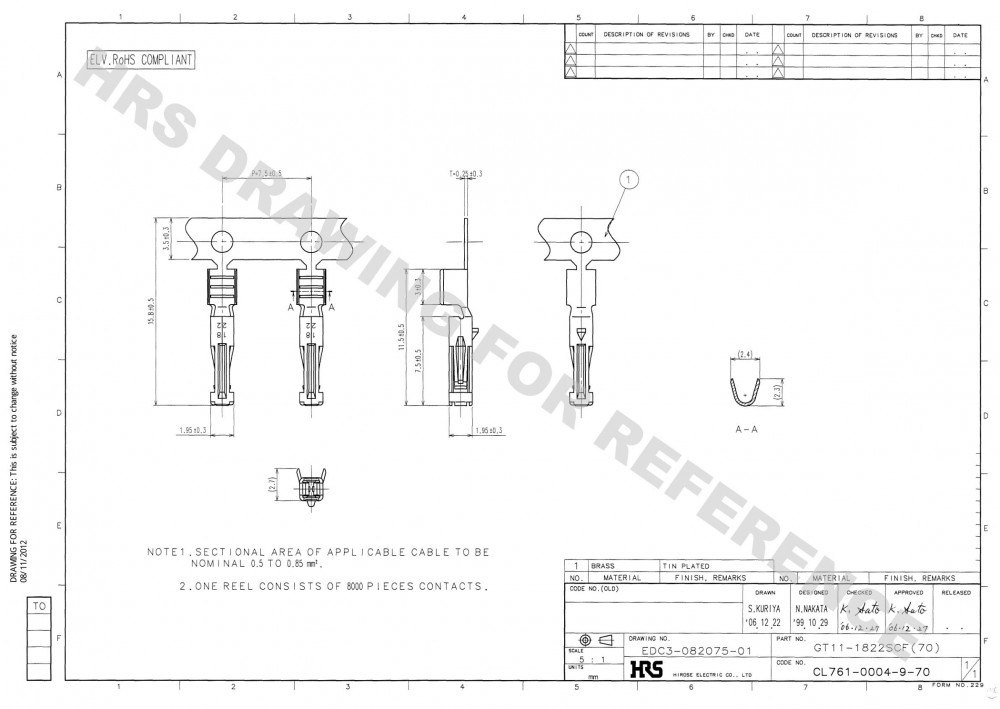 HRS GT11-1822SCF(70) technical drawing preview