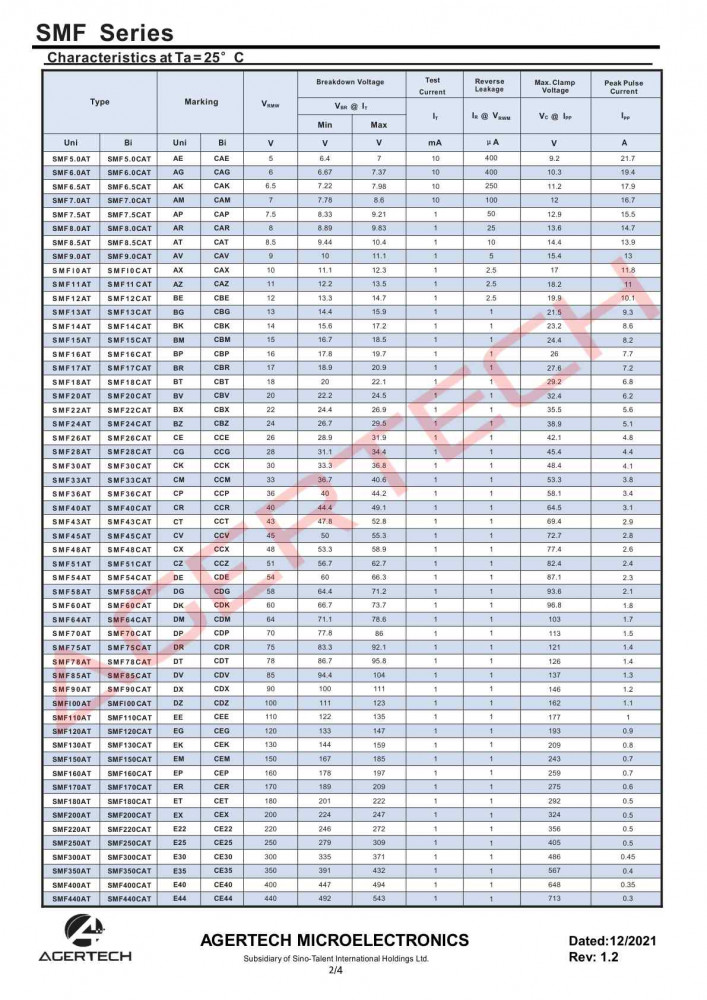 Agertech SMF6.0AT datasheet page 2