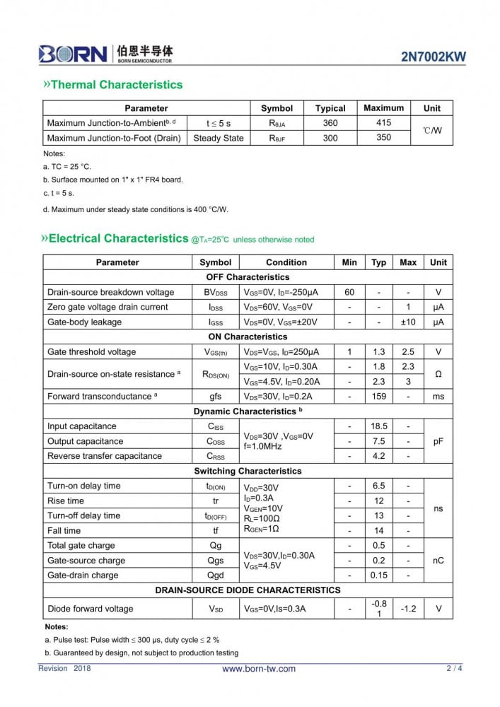 2N7002KW datasheet page 2
