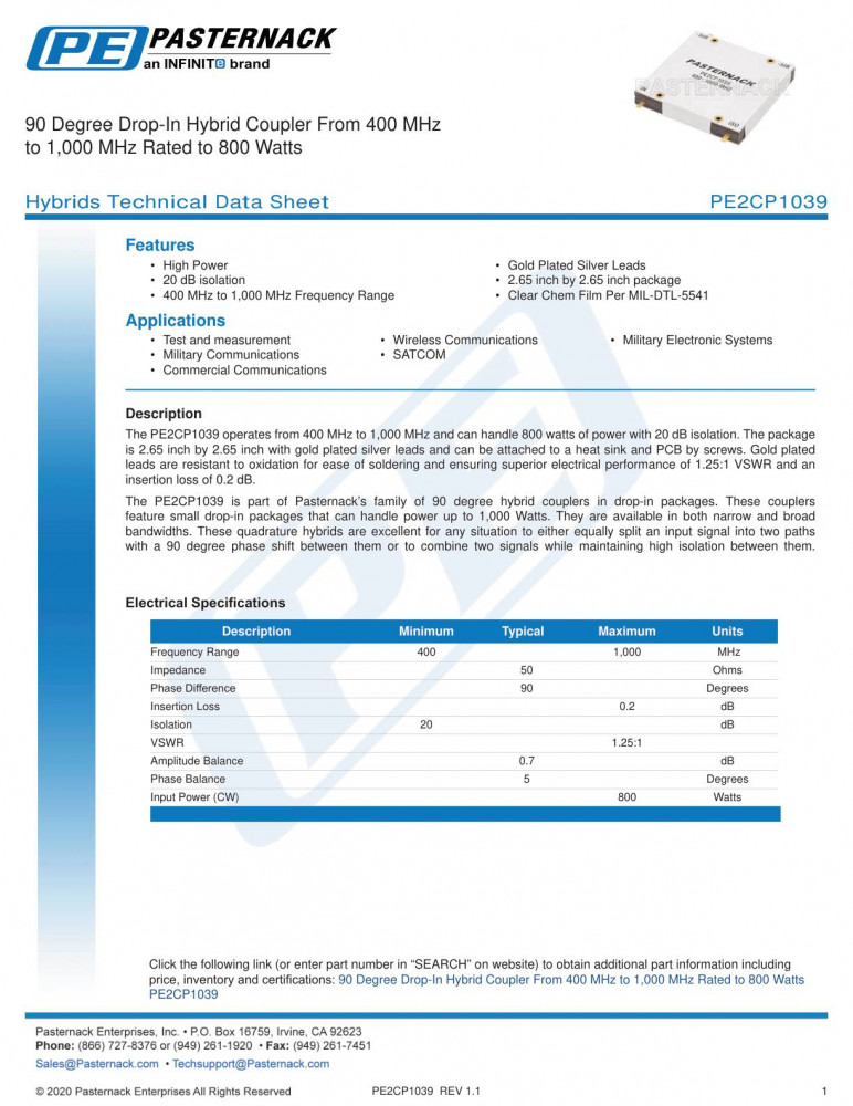 PE2CP1039 datasheet page 1