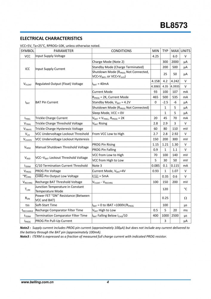 BL8573 datasheet page 4