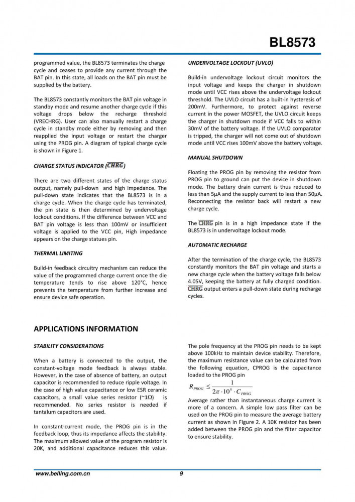 BL8573 datasheet page 9