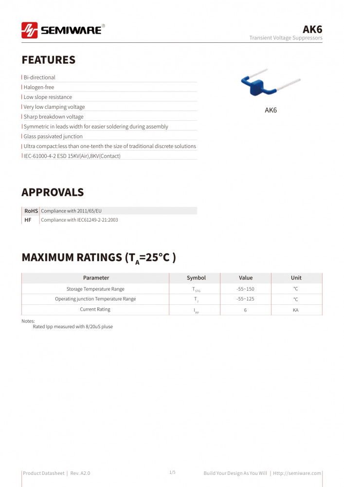 SEMIWARE AK6-300C datasheet page 1