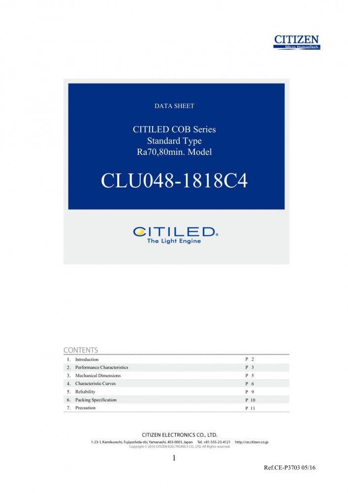 CITILED COB datasheet page 1