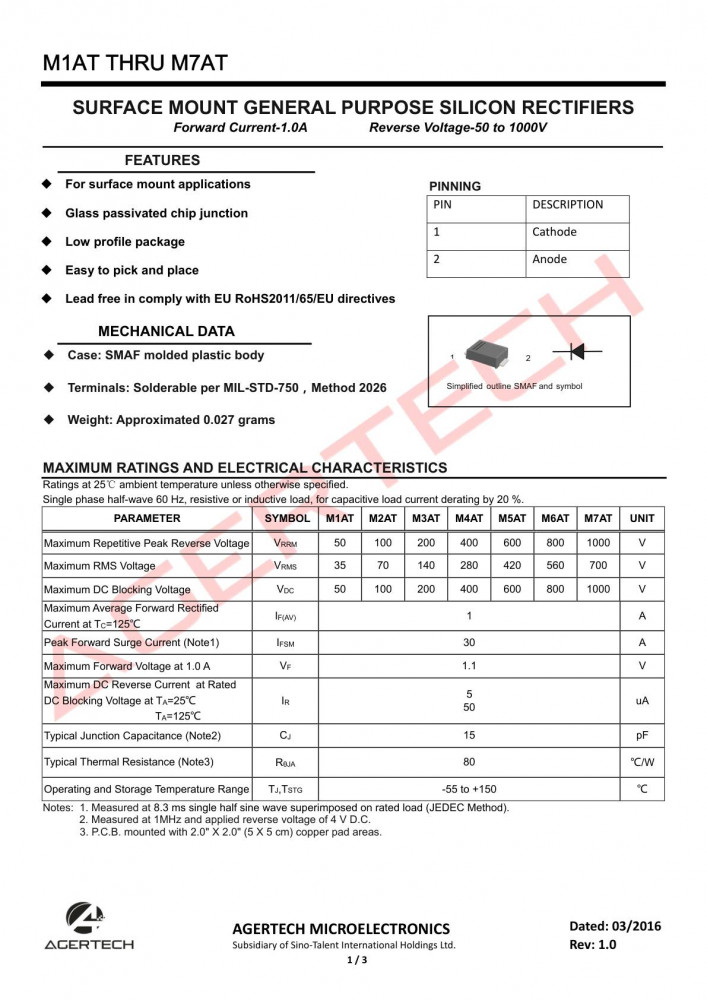 Agertech M4AT datasheet page 1