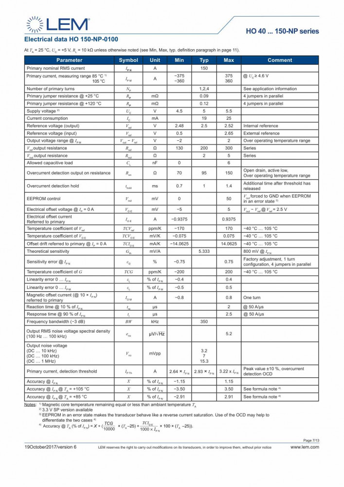 LEM HO-NP datasheet page 7